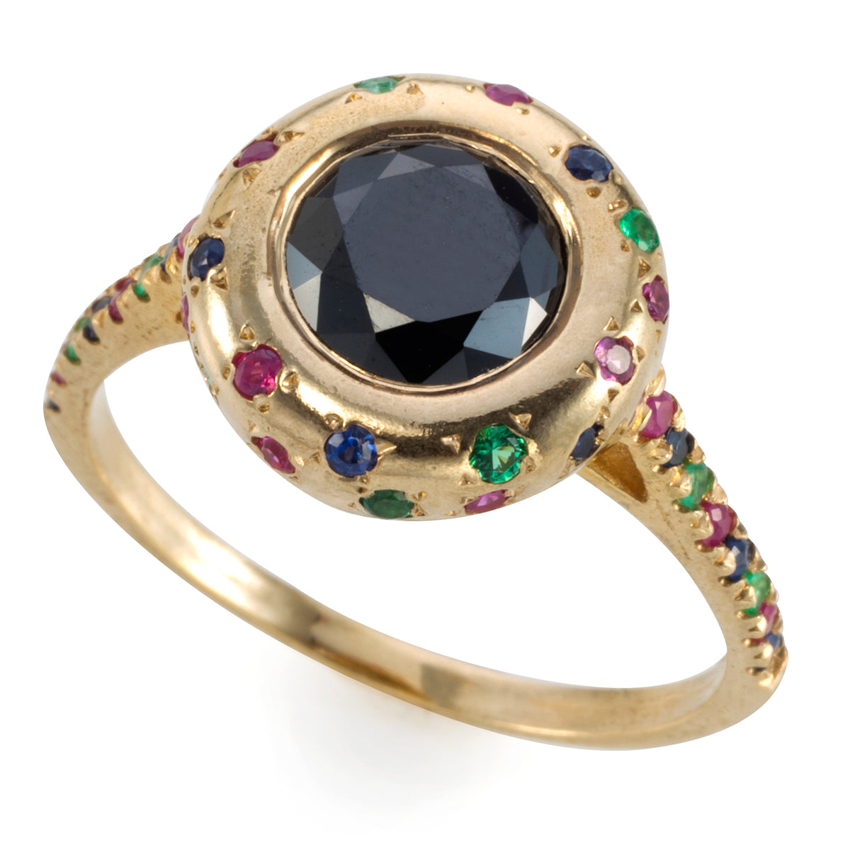 Big Rainbow Bubble Ring | Yaarit and Kristin | Black diamond ring – Ya'arit
